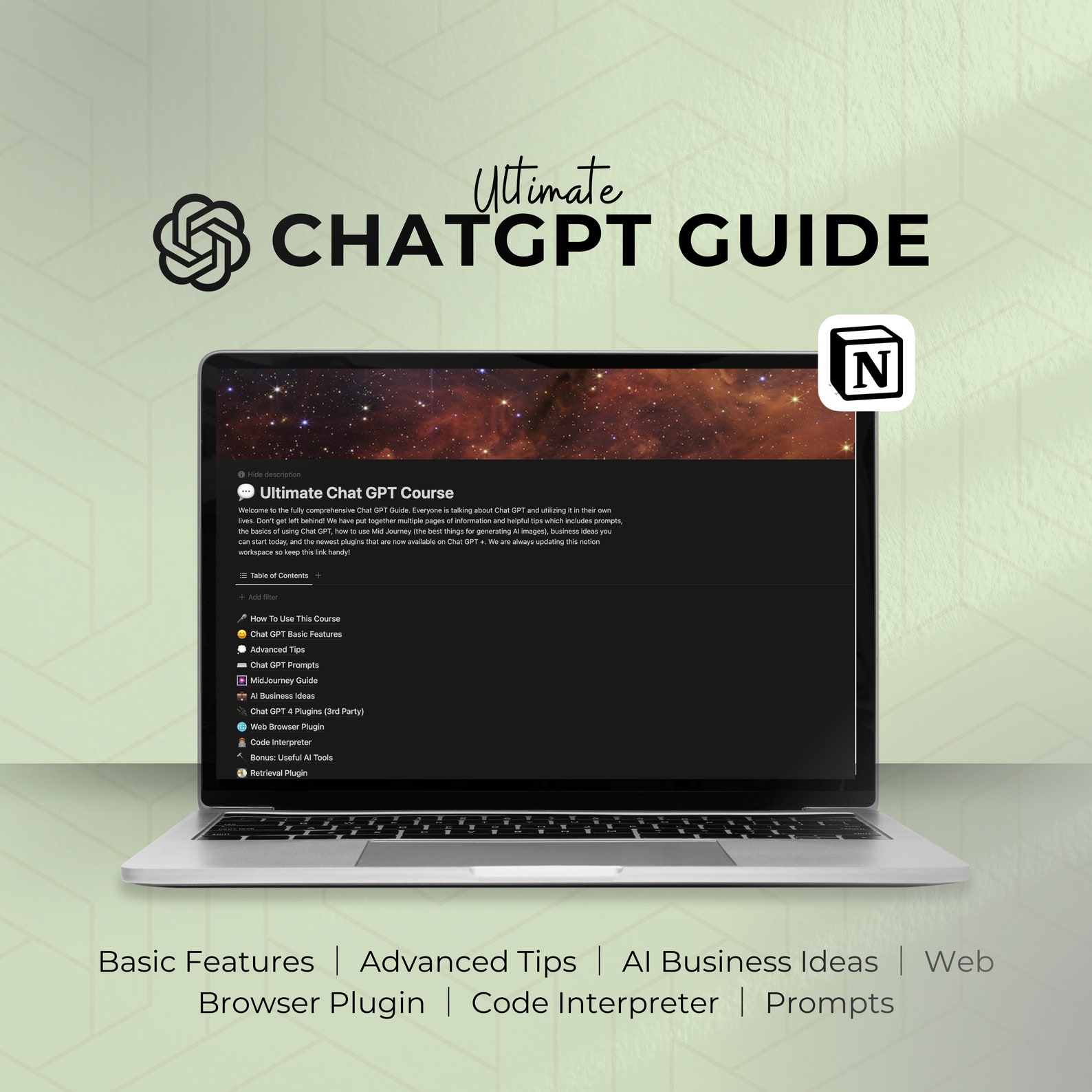 Ultimate Chat GPT Course | Notion Template | AI Course | List of AI Tools | Mid Journey Guide ...