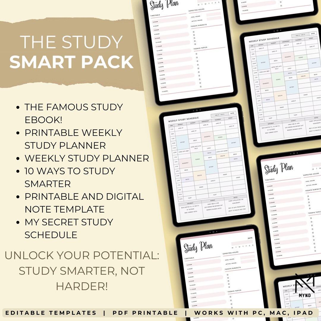 Study Smarter Kit: Ebook, Planner, Note Template (digital Downloads) - Etsy