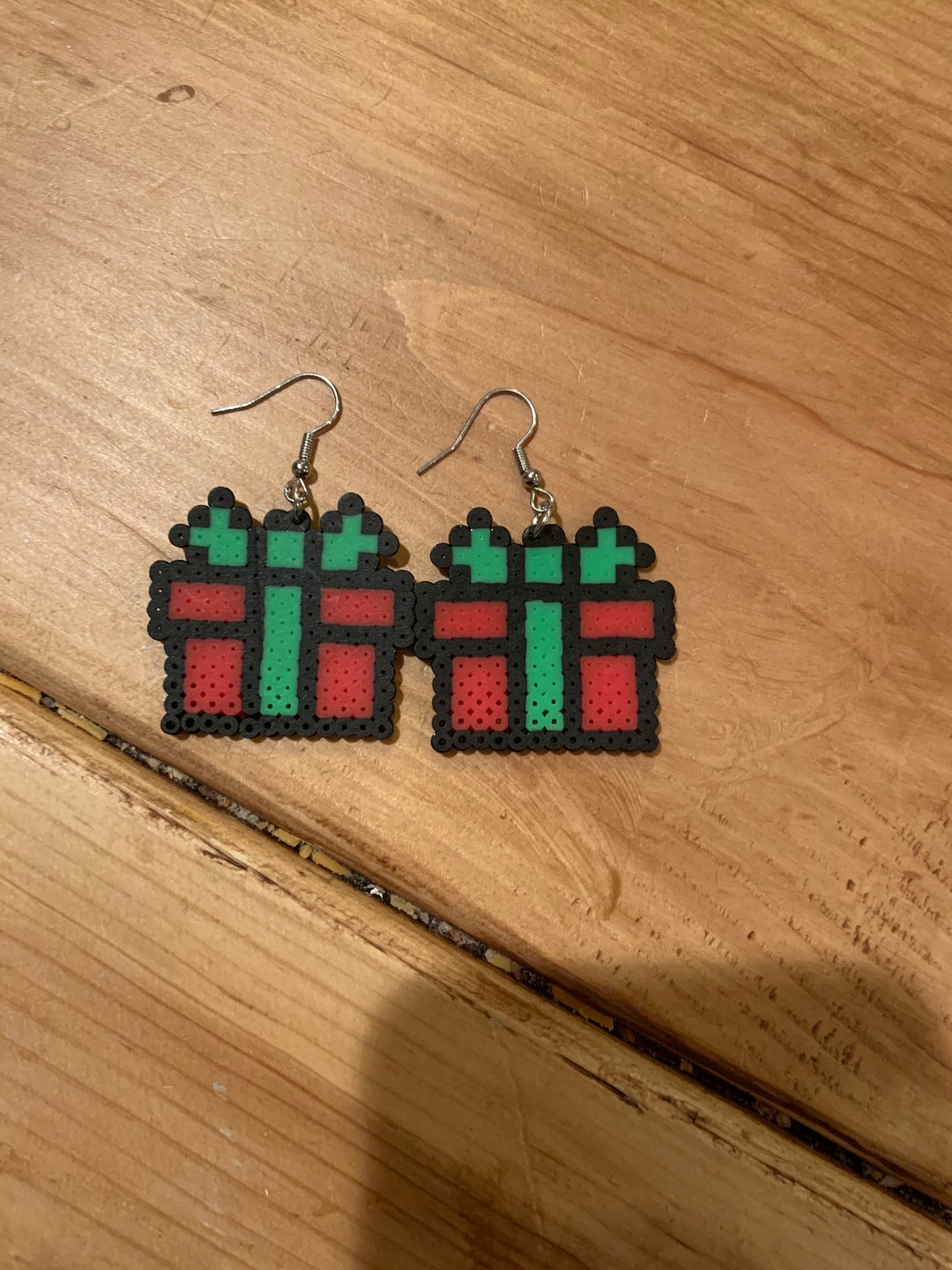 Present Perler Bead Earrings - Etsy