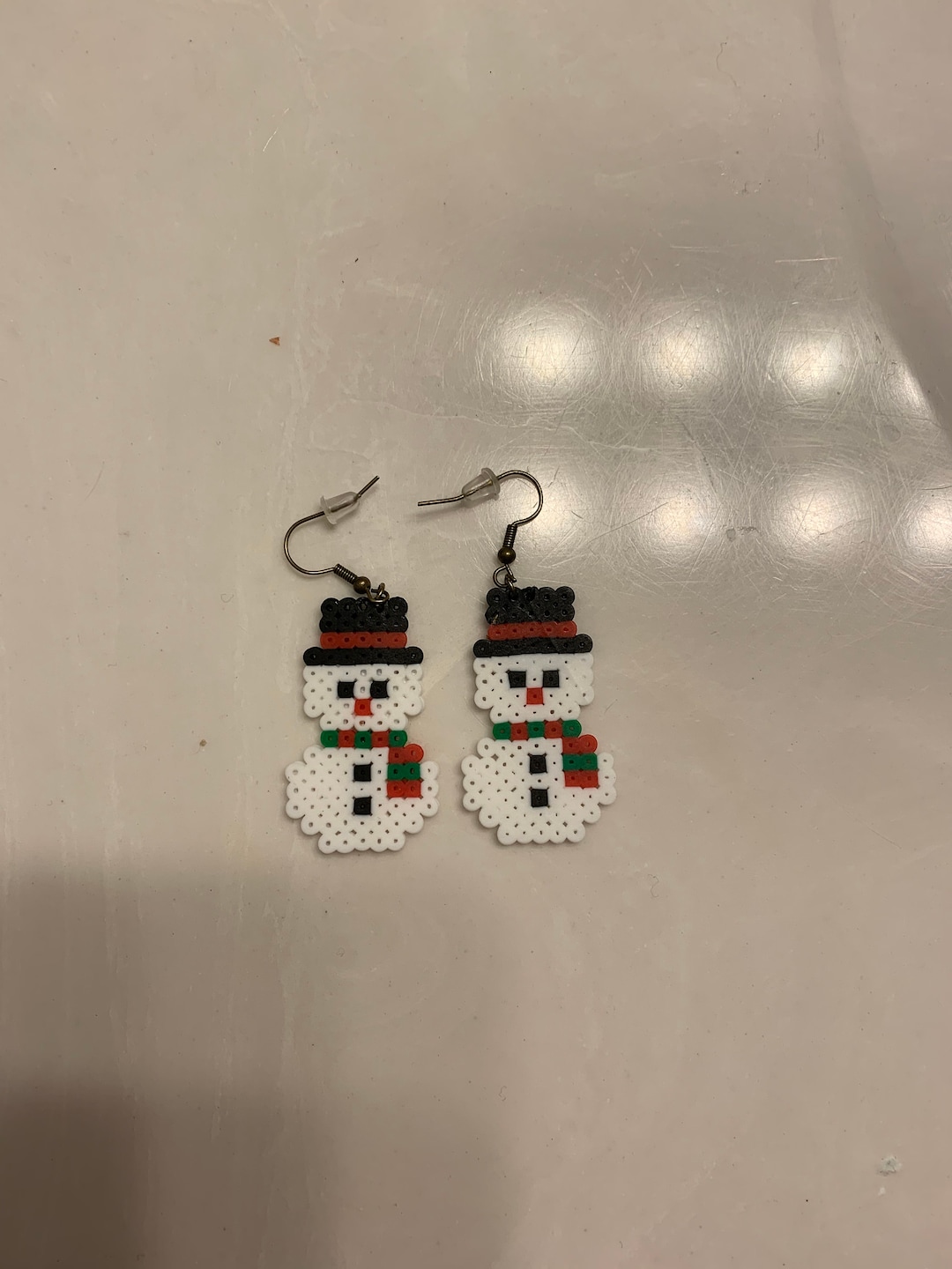 Snowman Perler Bead Earrings - Etsy