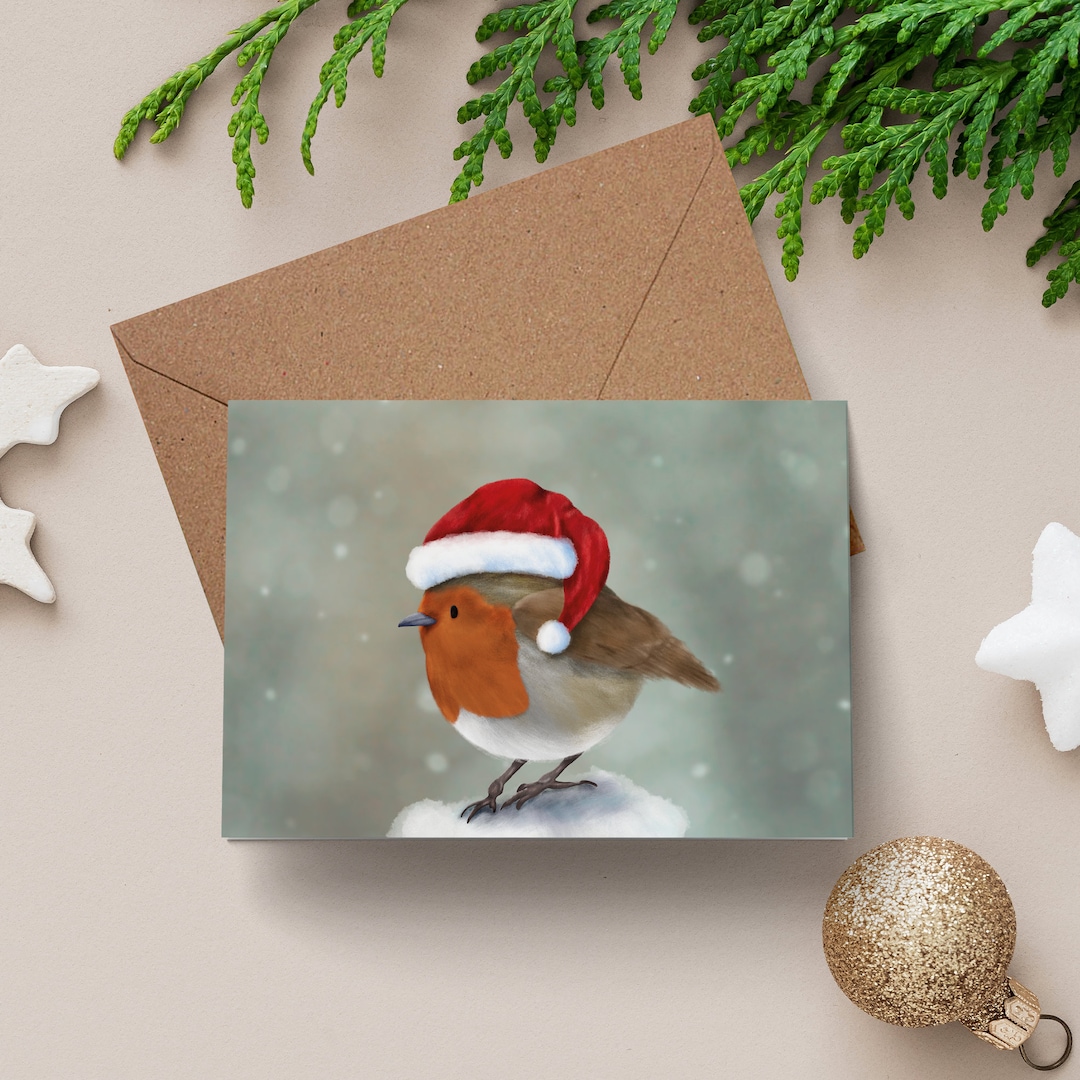 Robin Christmas Card: Festive Bird Greetings - Etsy Australia