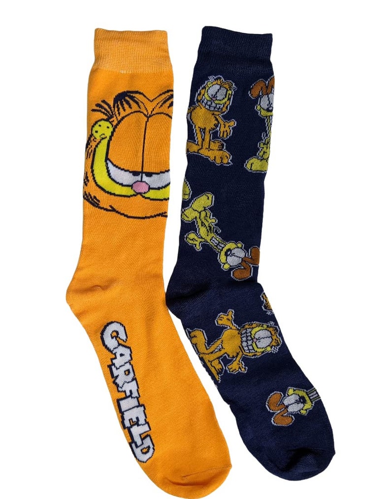 Garfield Cat & Odie Dog Cartoon Character Men’s Crew Socks Two Pair ...