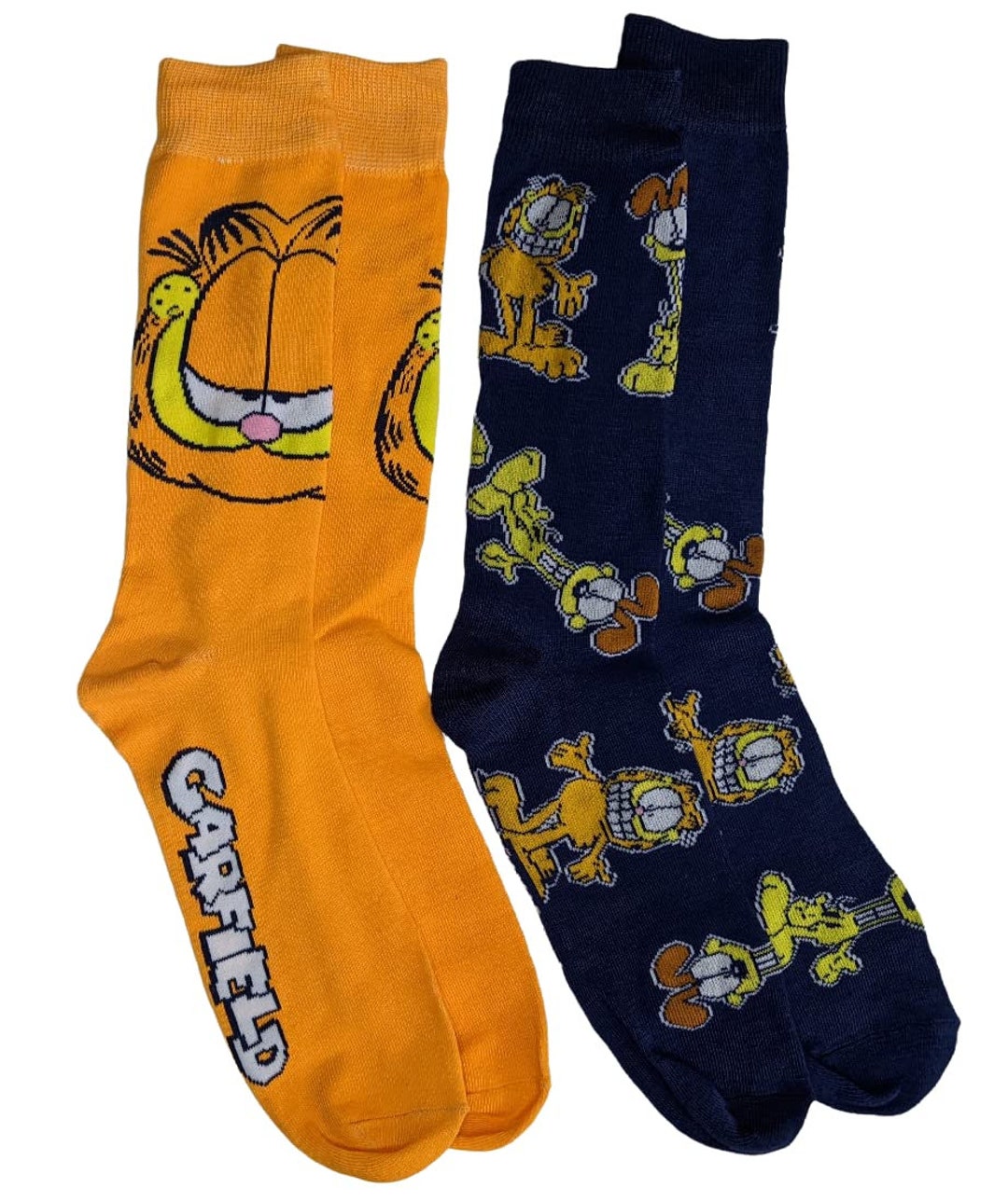 Garfield Cat & Odie Dog Cartoon Character Men’s Crew Socks Two Pair ...