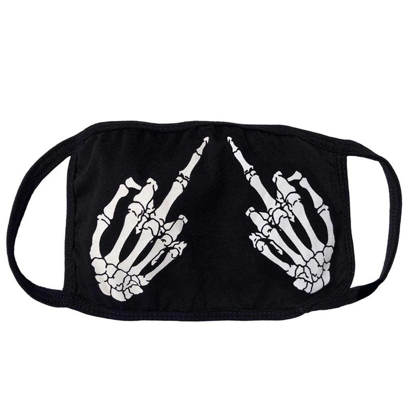 Skeleton Middle Fingers Face Mask Horror Fashion Cover Costume Vanity ...