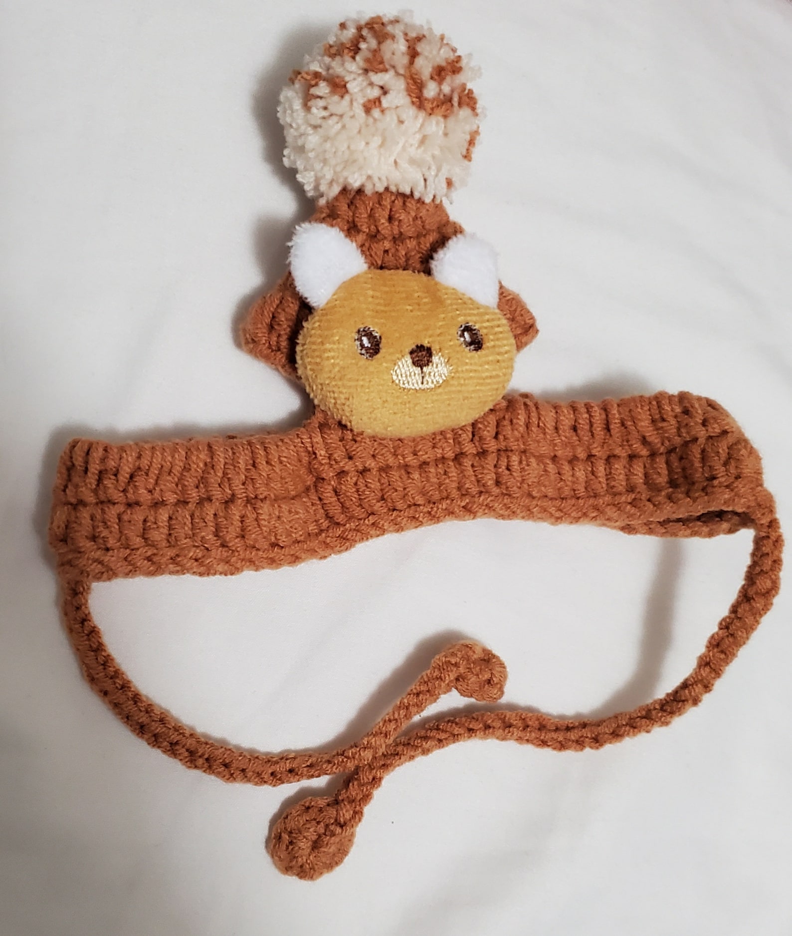 Brown Teddy Bear Hat/ Beanie With a Puff Ball Ontop cat - Etsy