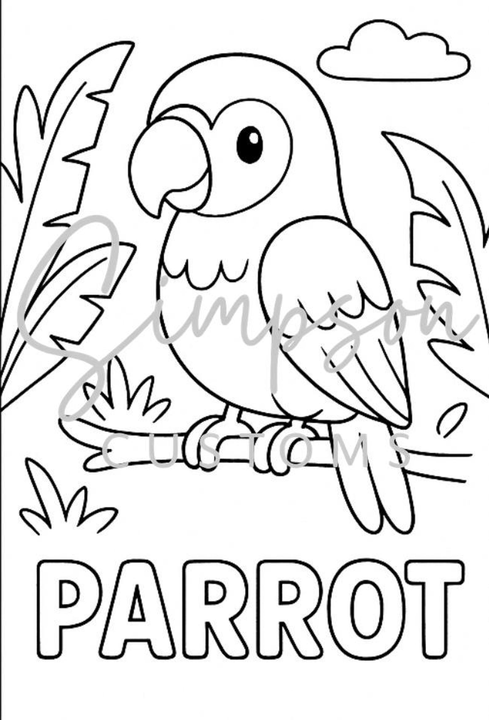 Jungle Animal Coloring Pages for Toddlers | Printable Activity (instant ...