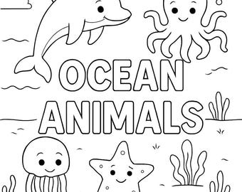 Cute Sea Animals Coloring Pages – Ocean Theme for Kids - Etsy