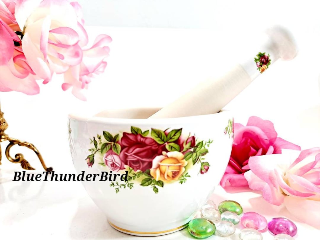 Rare!royal Albert Old Country Roses Mortar and Pestle Set Collectable ...