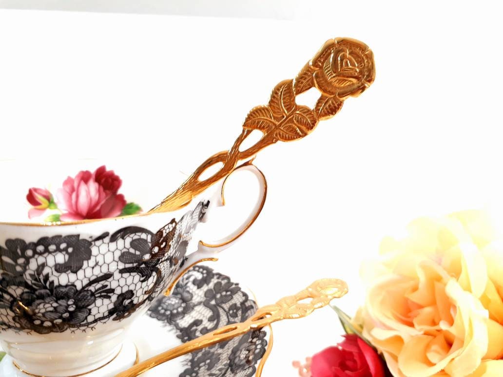 2pc Set Gold Flatware Solingen Spoon Five O'clock Spoon | Etsy