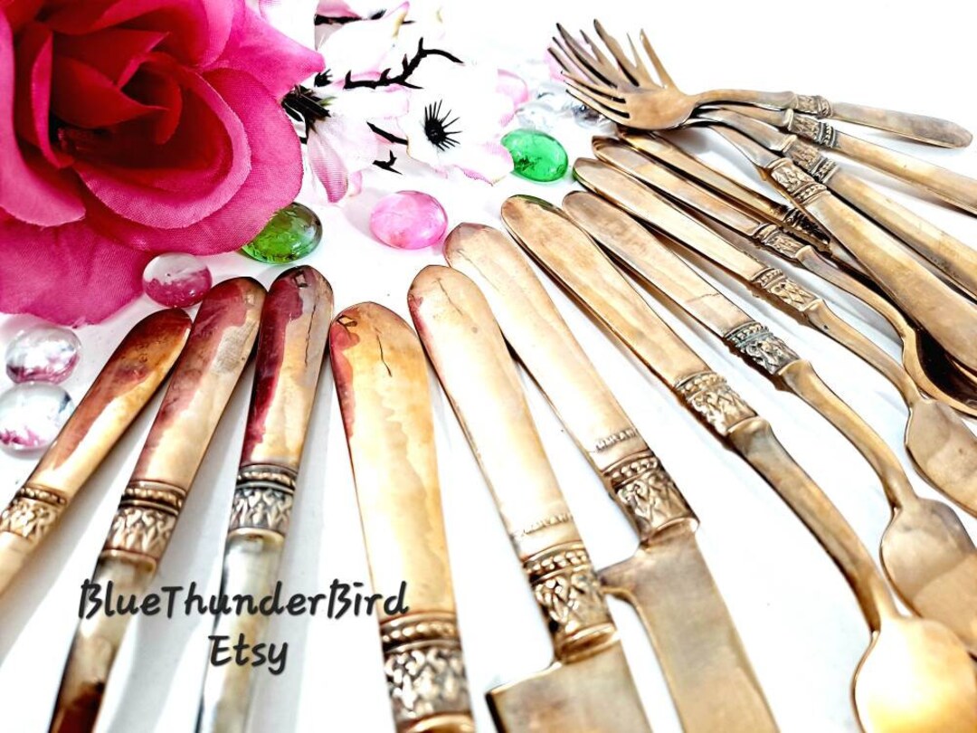 Vintage Midcentury Modern Flatware Brass Nickel Bronze Flatware Boho ...