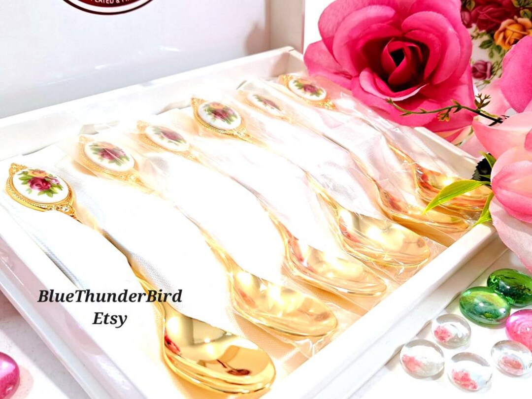 Nib!royal Albert Old Country Roses Spoon Set Gold Flatware Gold Spoon ...