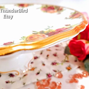 1960's Royal Albert Old Country Roses Footed Cake Plate Stand ...
