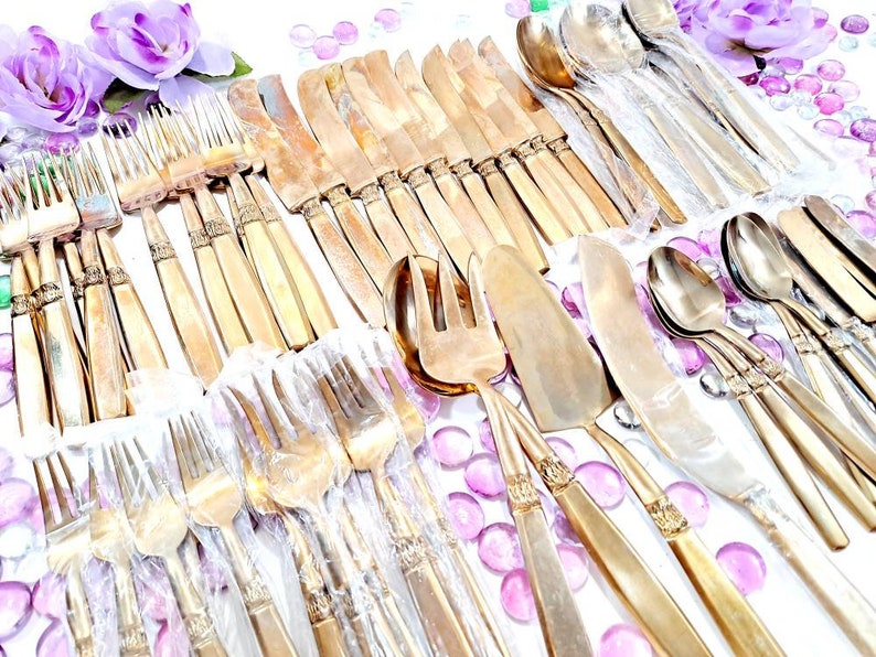 64pc Vintage Midcentury Modern Flatware Brass Bronze Flatware - Etsy