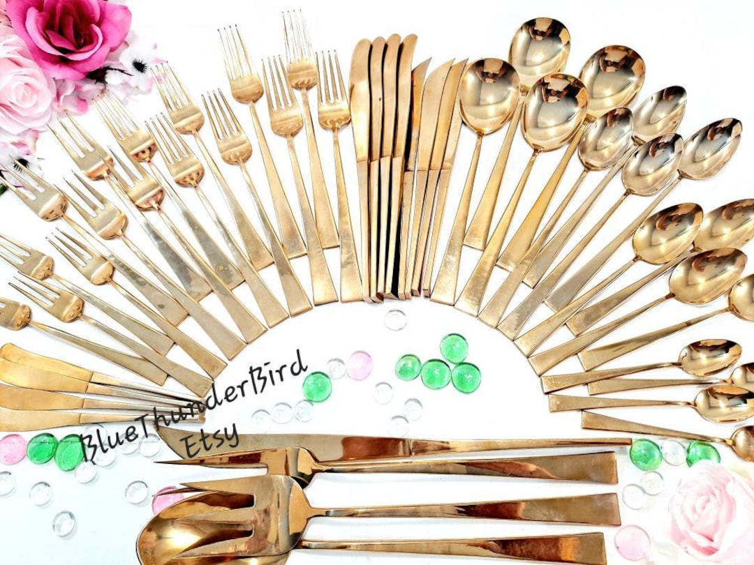 Service for 4vintage Mid-century Modern Flatware Bronze Tableware MCM ...