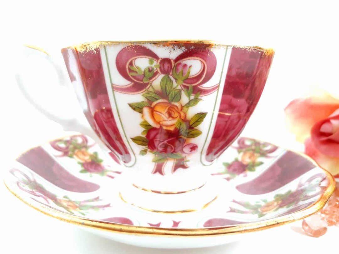 Nib!royal Albert Old Country Roses Ruby Celebration Ruby Damask Teacup ...