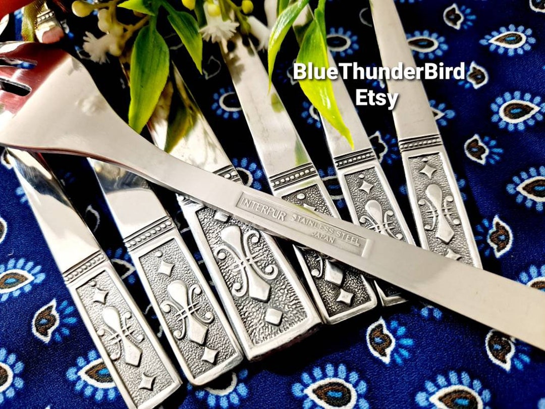 NOS!50 Pc Vintage Interpur Stainless Steel Flatware Mid Century Cortina ...