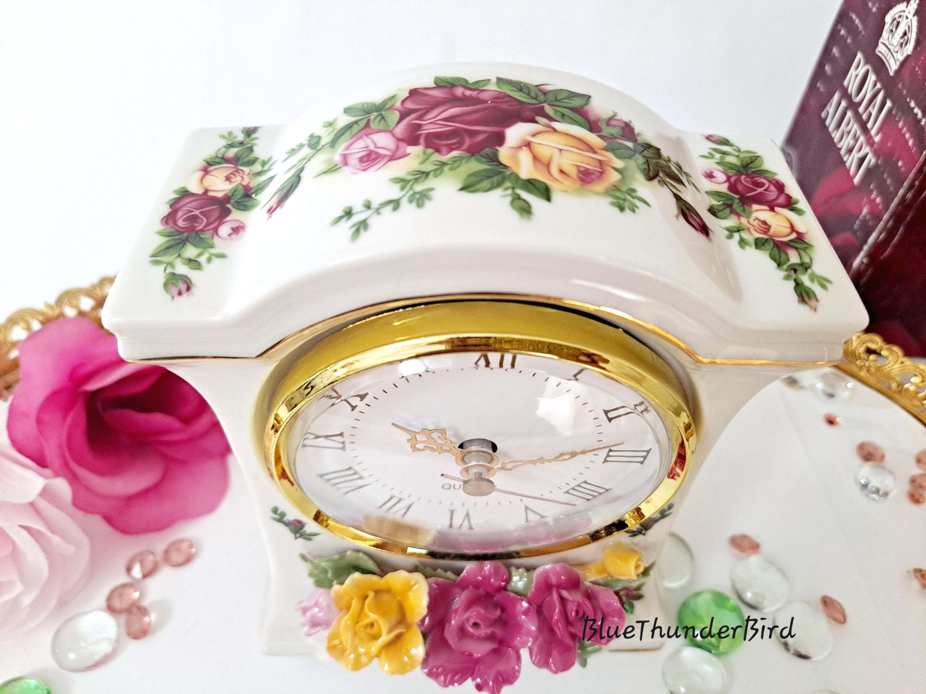 Nib!royal Albert Clock Royal Old Country Roses Elegant Mantle Clock ...