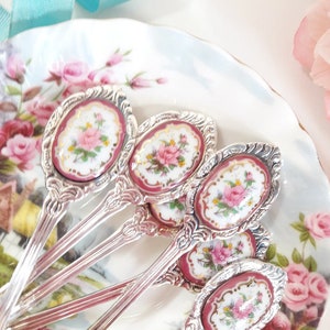 1pc Flatware Spoon Teaspoon Ceramic Porcelain Insert Roses - Etsy