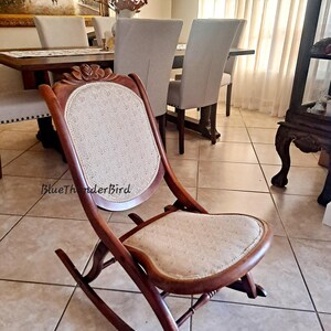 Vintage Child Wood Rocking Chair Roses Folding Rocking Chair Romantic ...