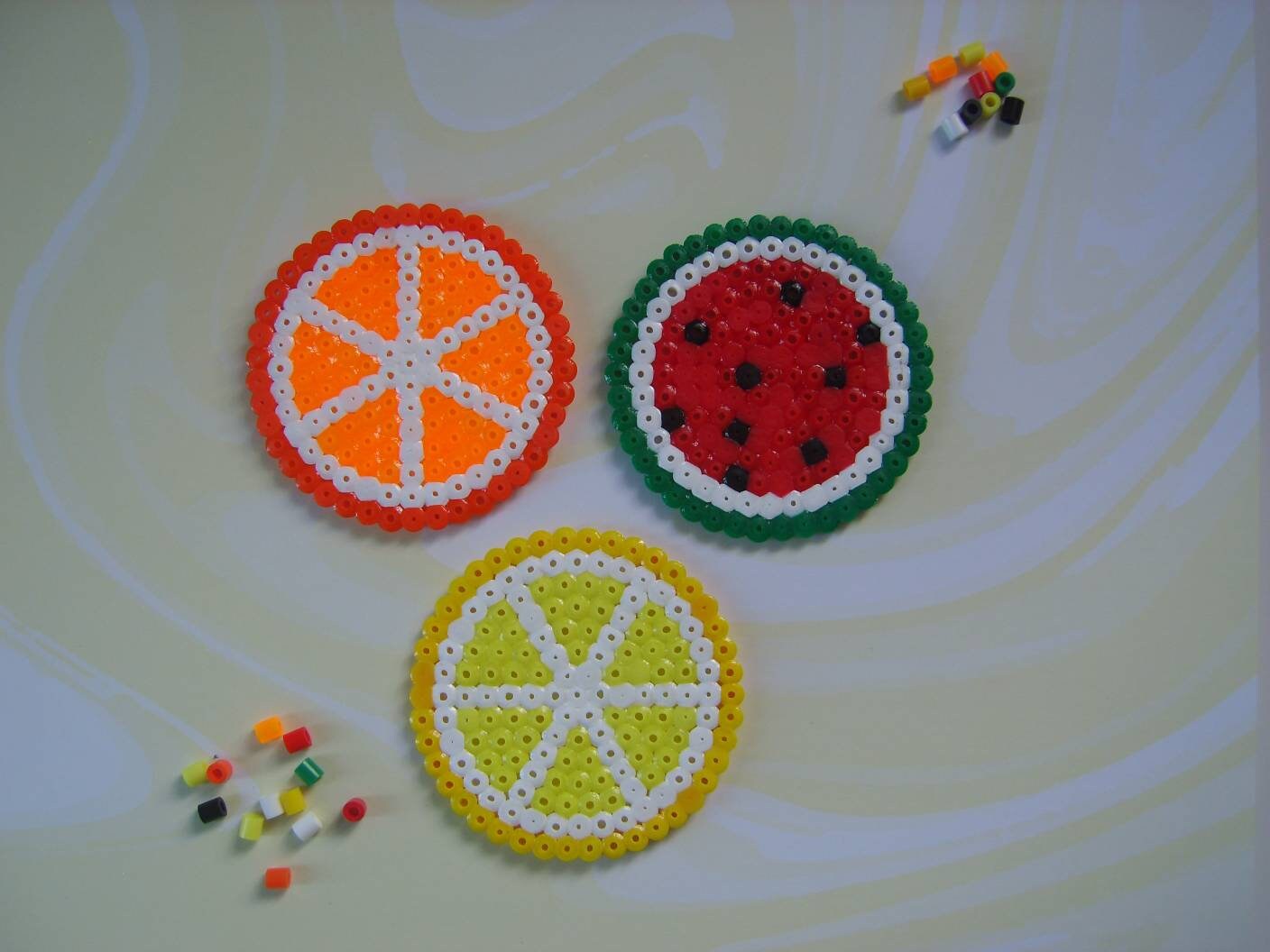 Fruit coasters Hama bead perler bead Design lemon orange | Etsy