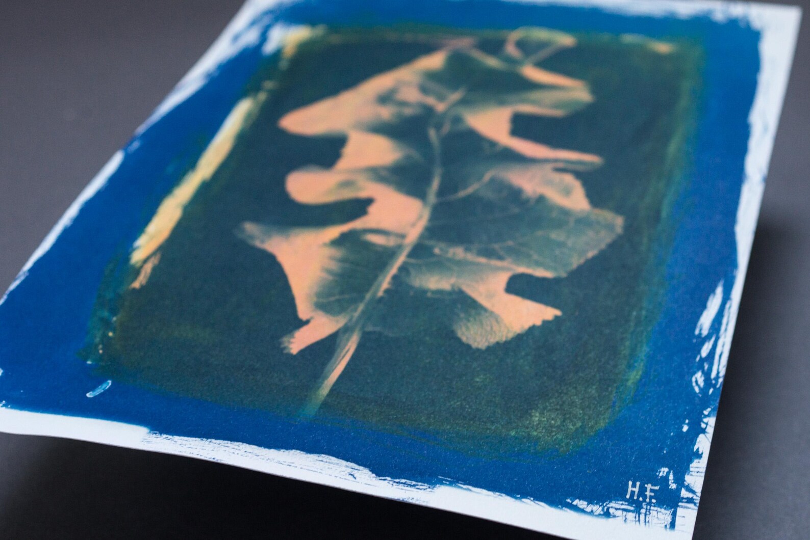Leave Colorized Cyanotype Print From Negative A4 Size - Etsy