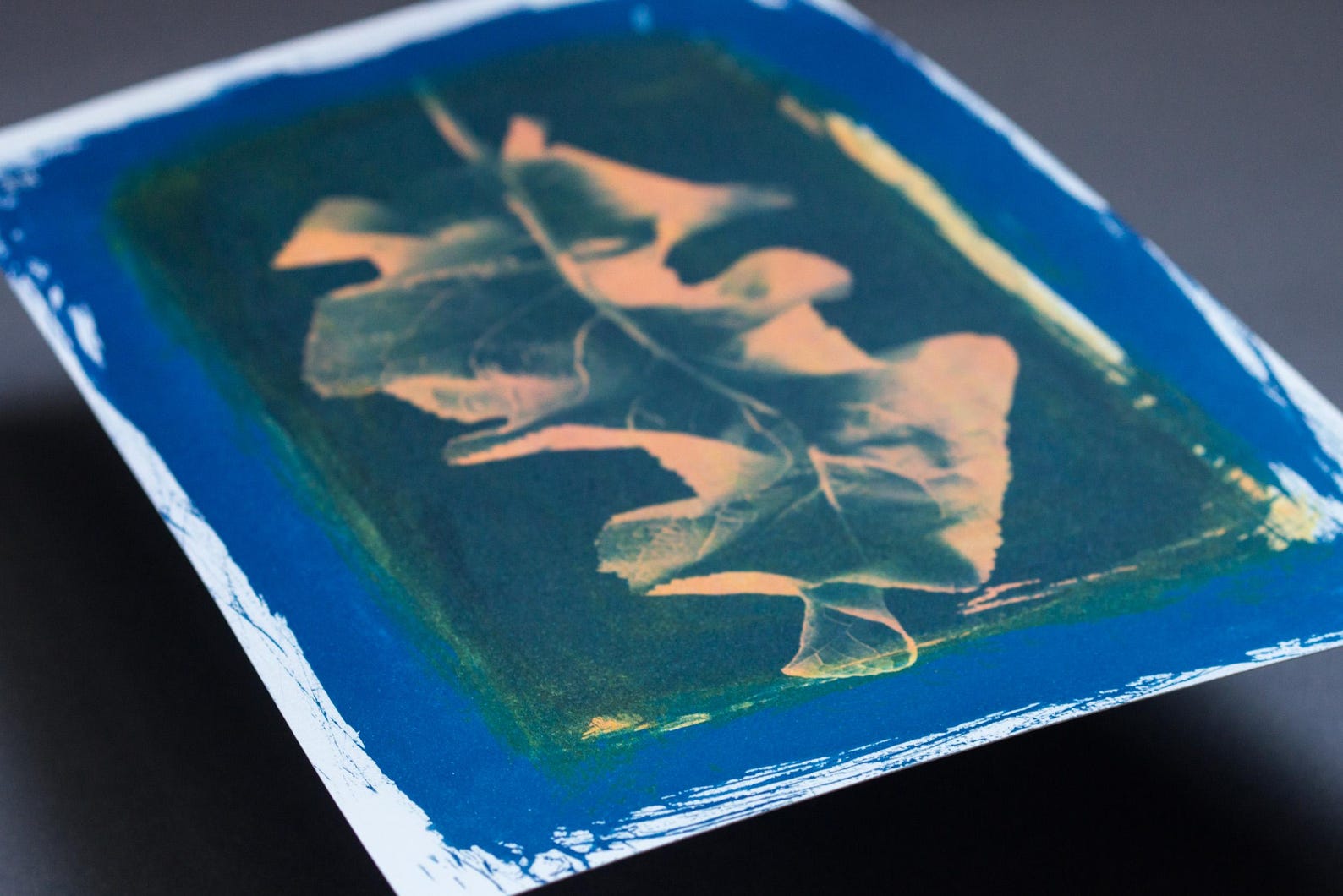 Leave Colorized Cyanotype Print From Negative A4 Size - Etsy