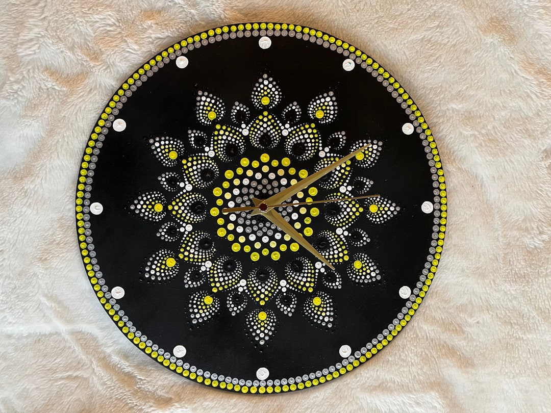 12 Clock Mandala Dot Painted - Etsy