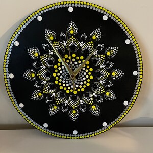 12" Clock Mandala Dot Painted - Etsy