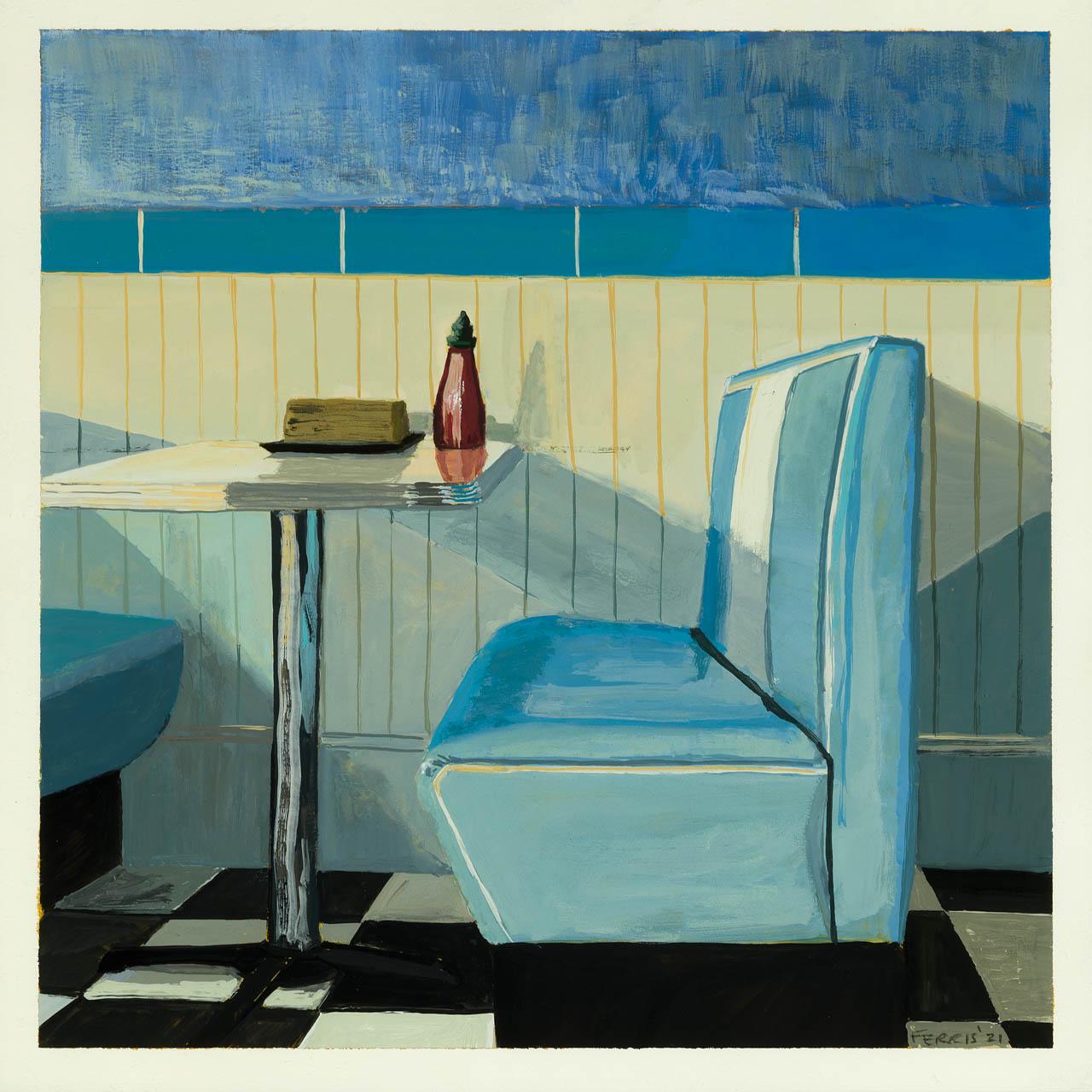 Retro Blue Diner Art Print by Lee Ferris - Etsy