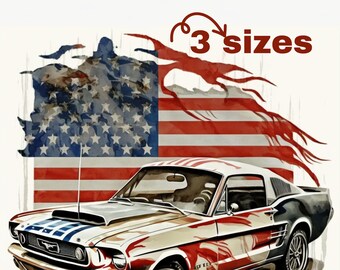 Ford Mustang American Flag - Etsy