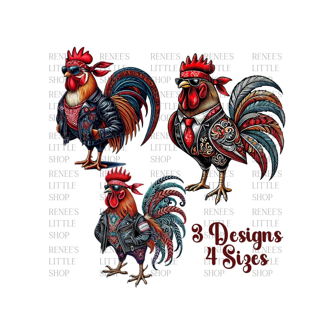 Rebel Rooster Digital Download Clip Art PNG Files for DIY Crafts and ...