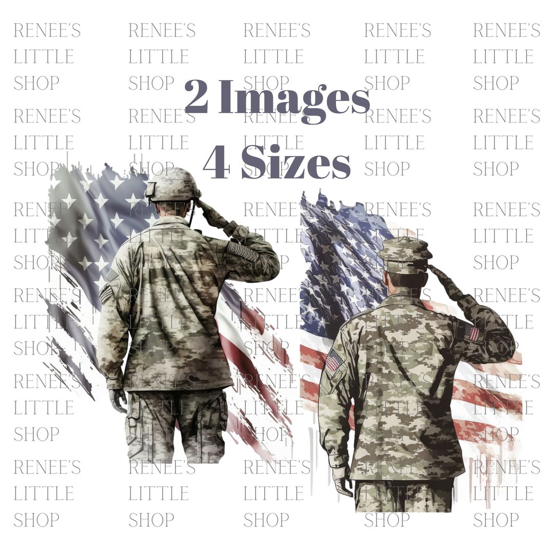 American Soldier Saluting Flag PNG Bundle - Sublimation & Heat Press ...