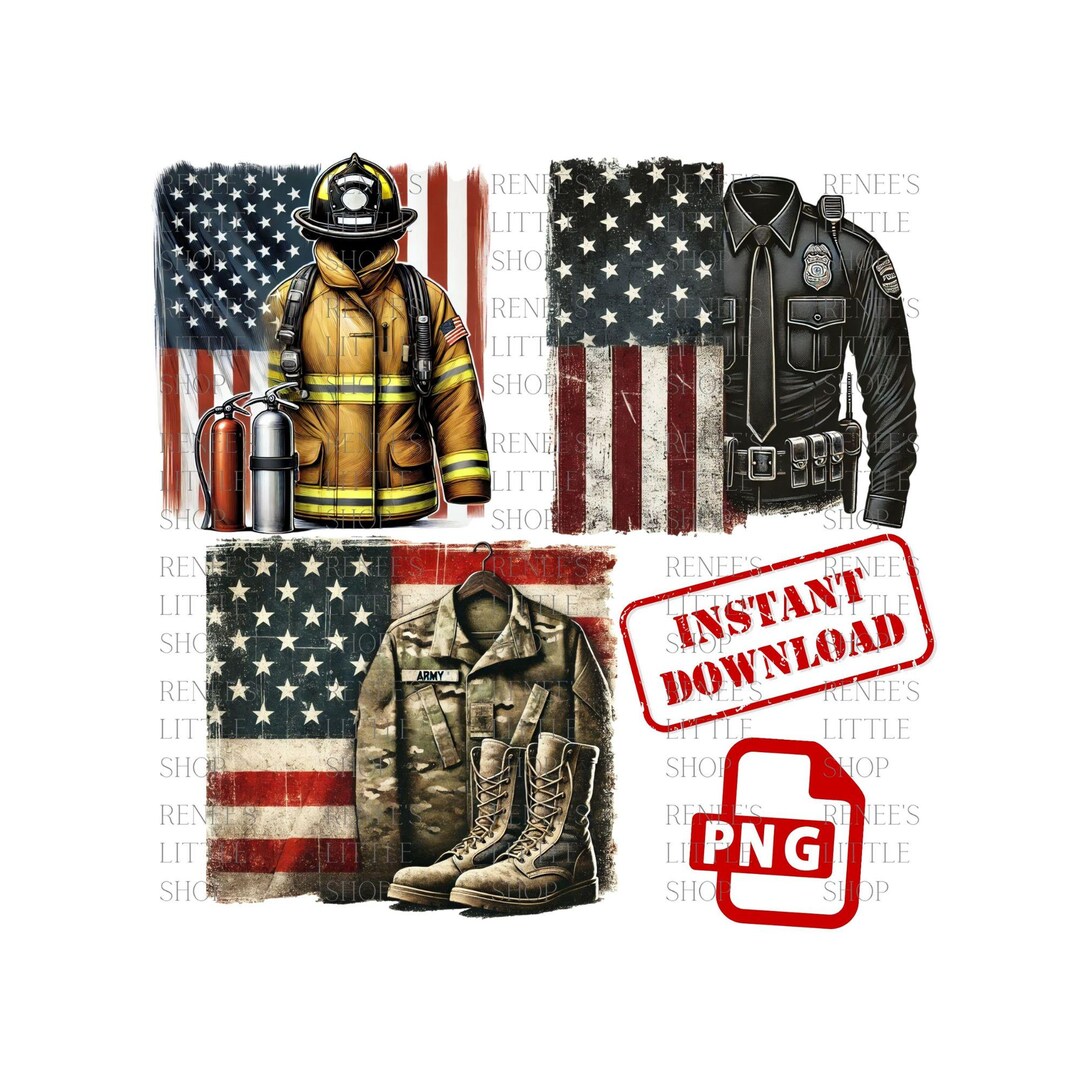 American Flag Frontline Heroes PNG, Patriotic Sublimation (digital ...