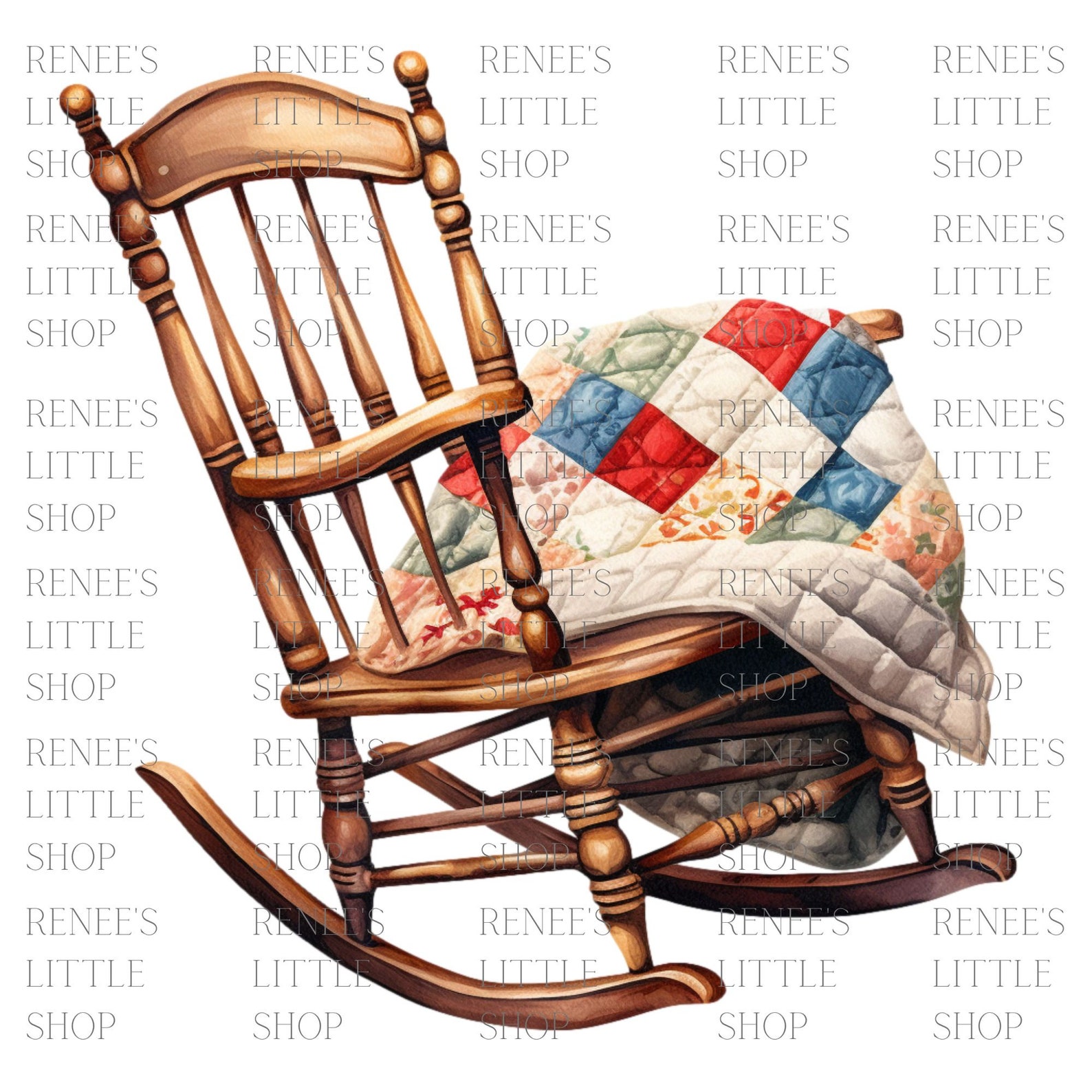 Vintage Rocking Chair & Quilt Clip Art PNG – Digital Download - Etsy