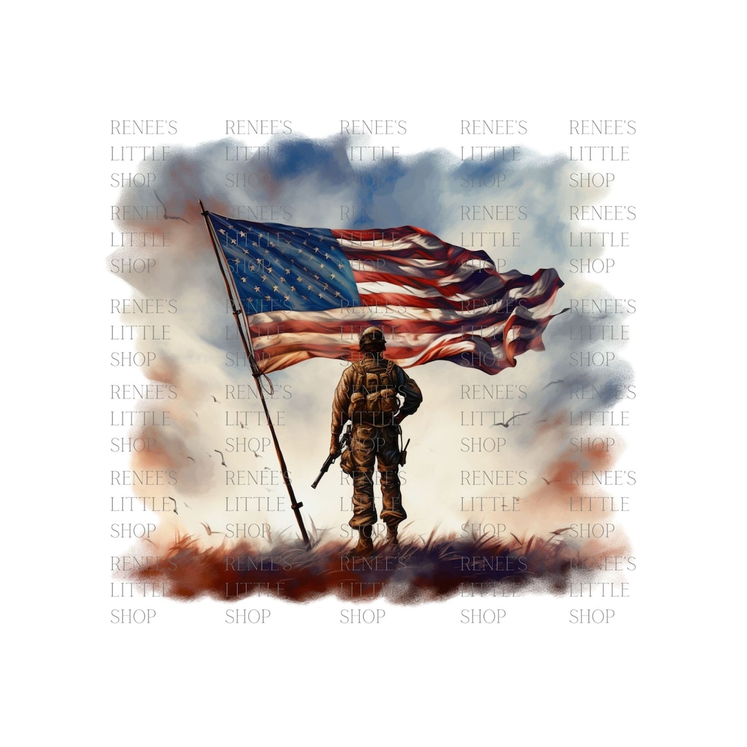 Military Soldier & US Flag Clip Art – Patriotic PNG (digital Download ...