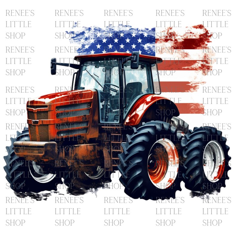 Vintage Tractor American Flag Clip Art – PNG Digital Download - Etsy