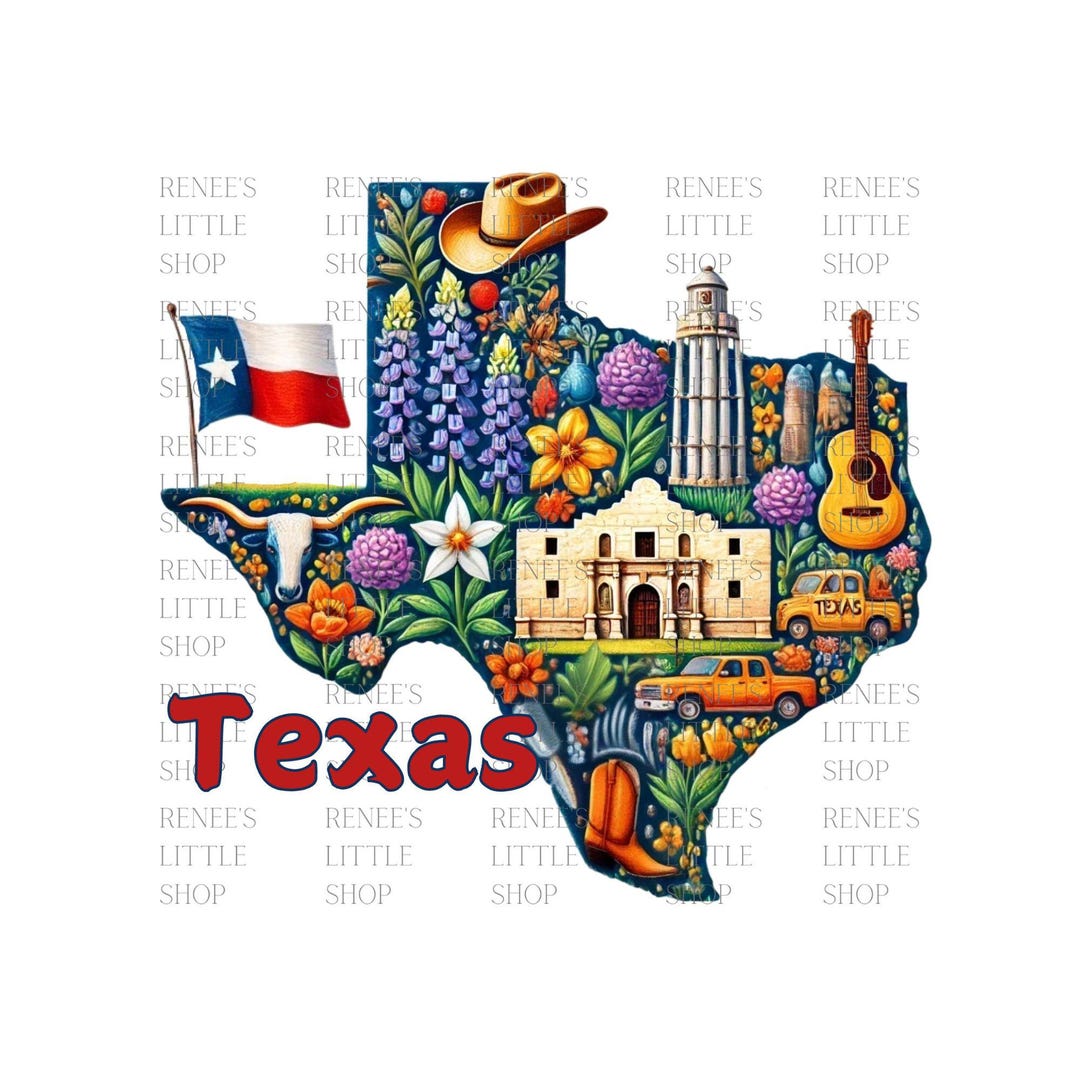 Texas State Clip Art: Lone Star Themed Graphics (PNG Digital Download ...