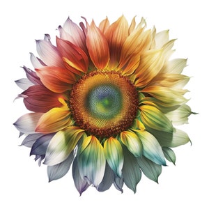 Rainbow Colored Sunflower PNG Download - Etsy