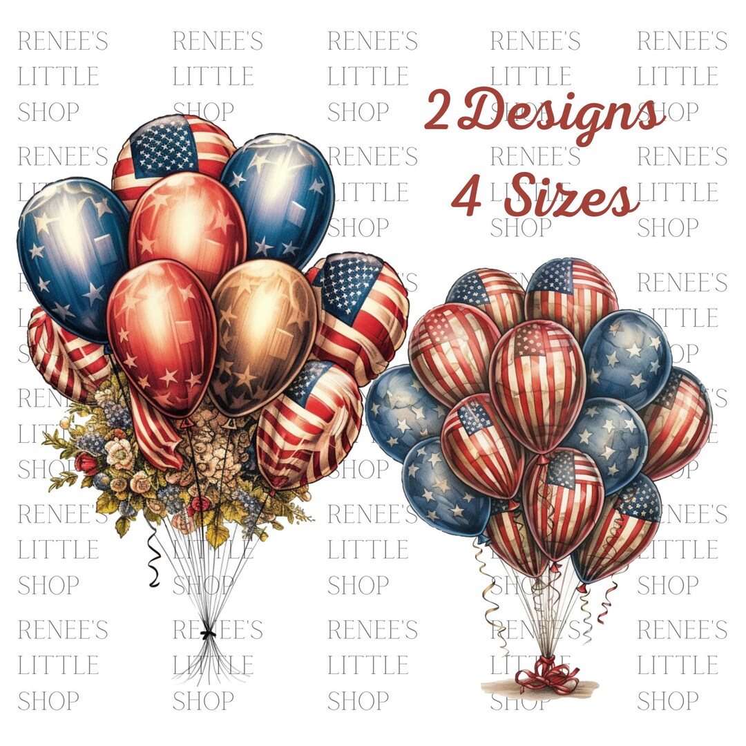 American Patriotic Balloons PNG Download - Etsy