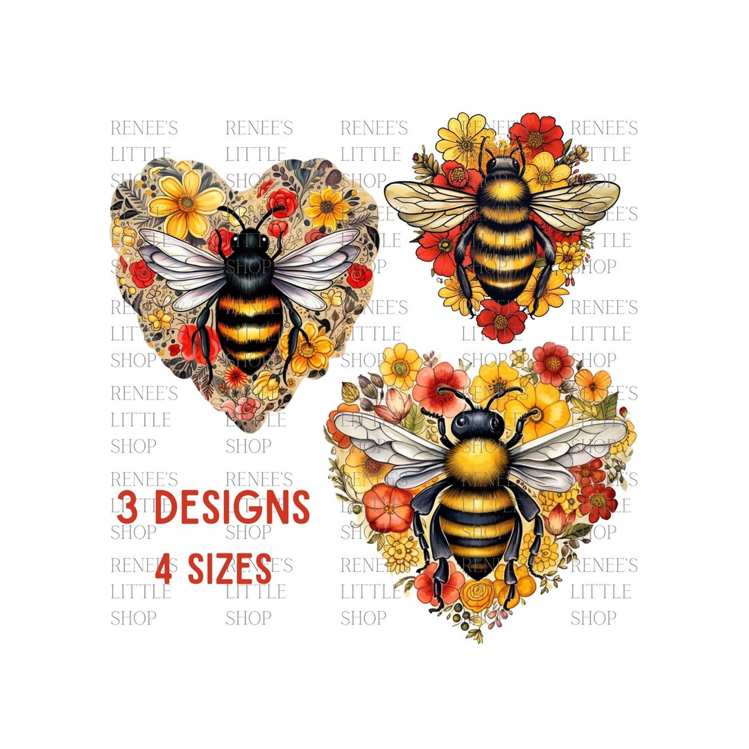Floral Heart Bumble Bee Clip Art – Valentine PNG (digital Download) - Etsy