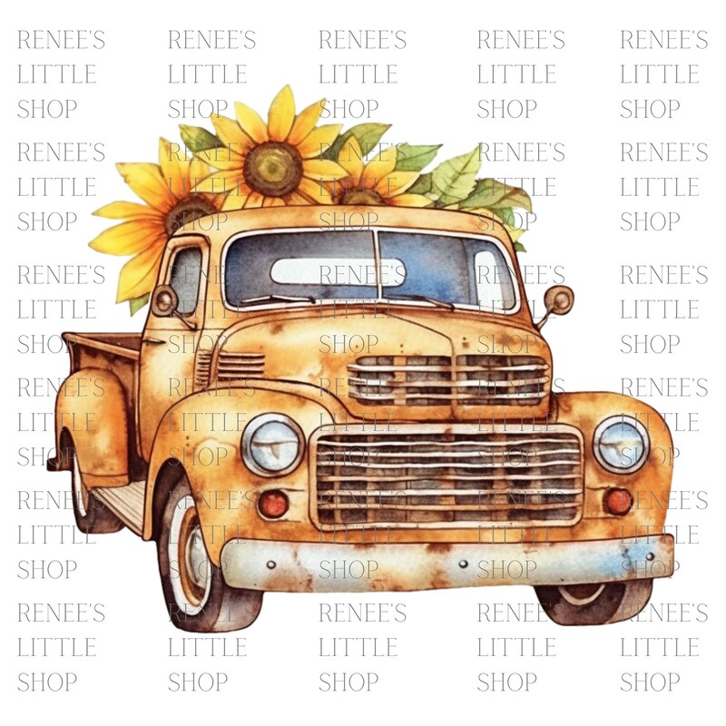 Yellow Truck With Sunflowers - Etsy