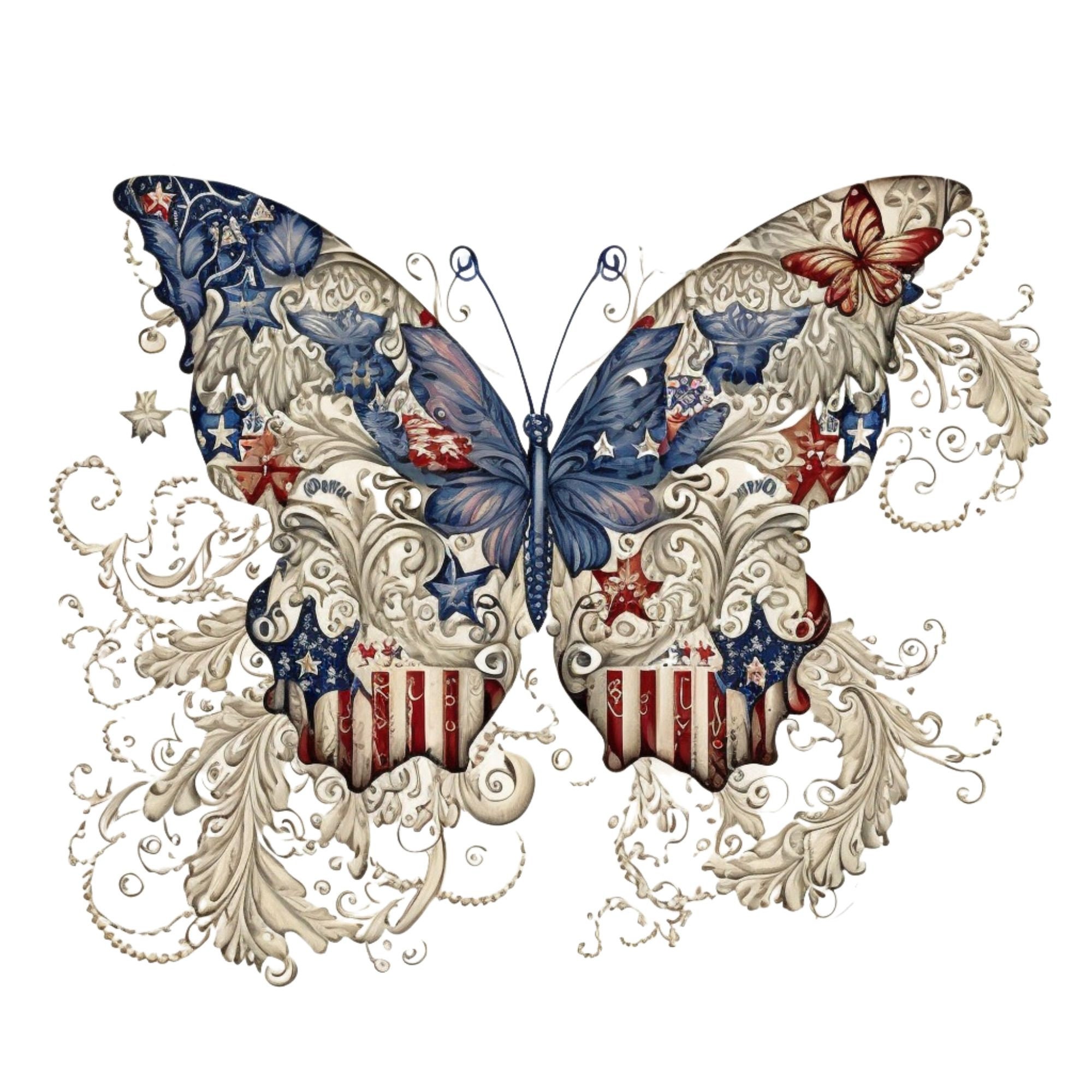 American Flag Butterfly PNG – Lacy Patriotic Design (digital Download ...