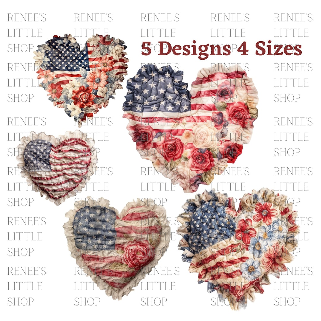 Ruffled Heart Flag Set PNG Download - Etsy