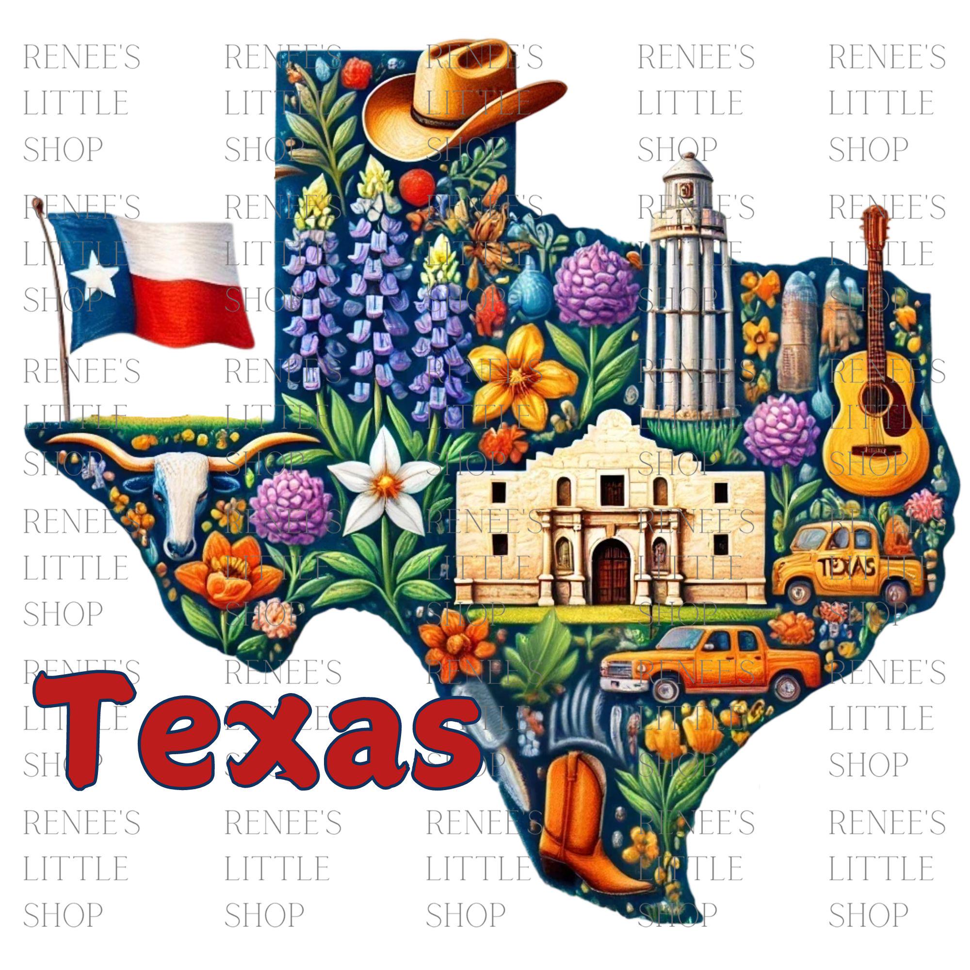 Texas State Clip Art: Lone Star Themed Graphics (PNG Digital Download ...
