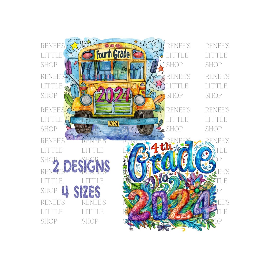 Fourth Grade School Themed PNG Clip Art Set Digital Download for Crafts ...