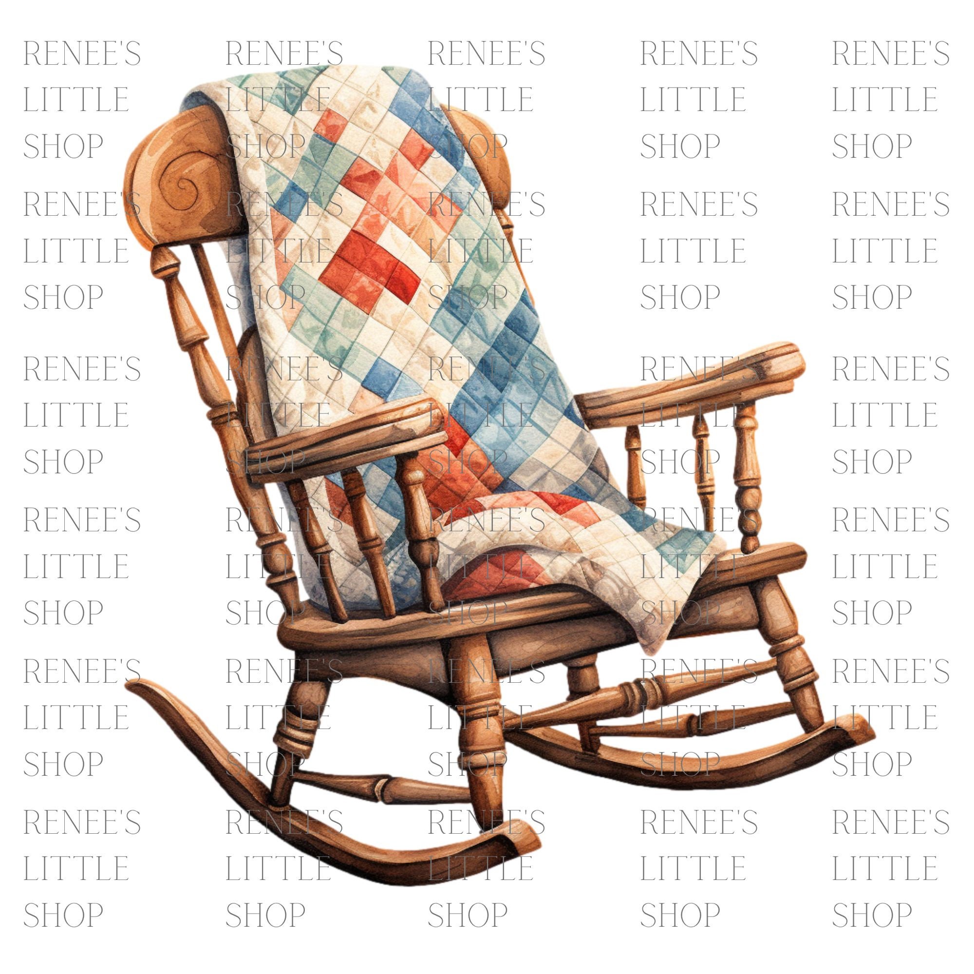 Vintage Rocking Chair & Quilt Clip Art PNG – Digital Download - Etsy