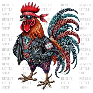 Rebel Rooster Digital Download Clip Art PNG Files for DIY Crafts and ...