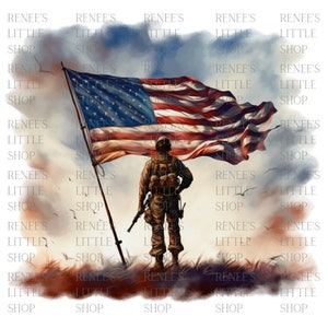 Military Soldier & US Flag Clip Art – Patriotic PNG (digital Download ...