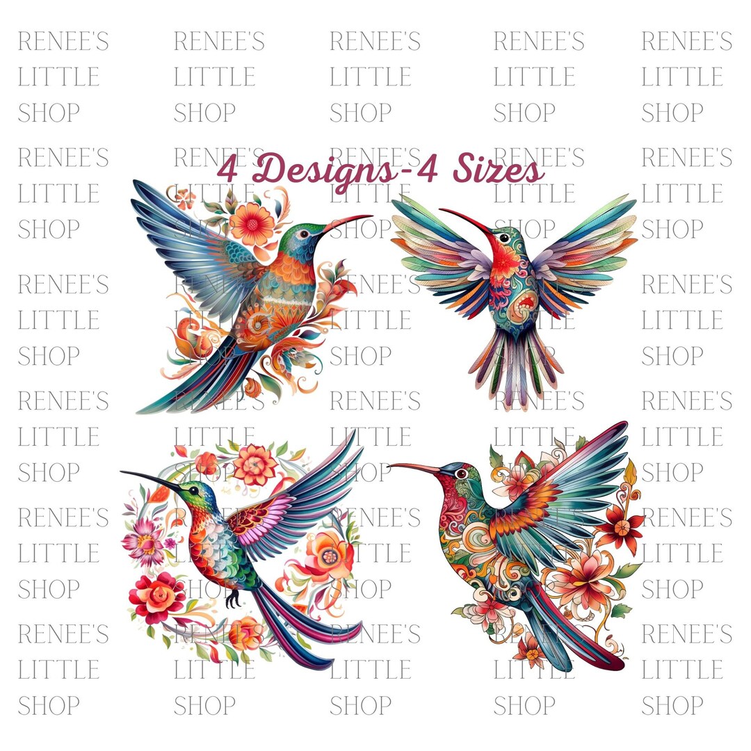 Brightly Colored Hummingbird Set PNG Download - Etsy