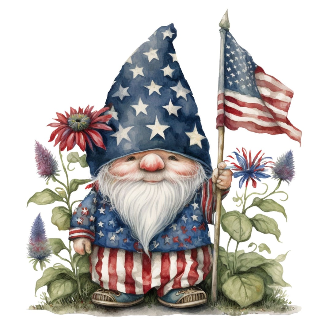 Patriotic July 4th Gnome PNG: Transparent Background Digital Art for ...